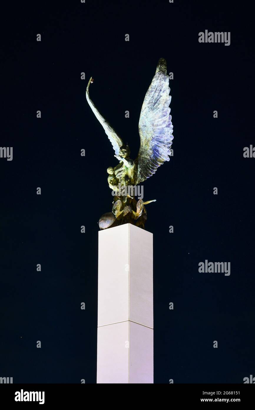 Campeche, Mexico - May 25, 2021: Mayan Angel, a sculpture signifying ...