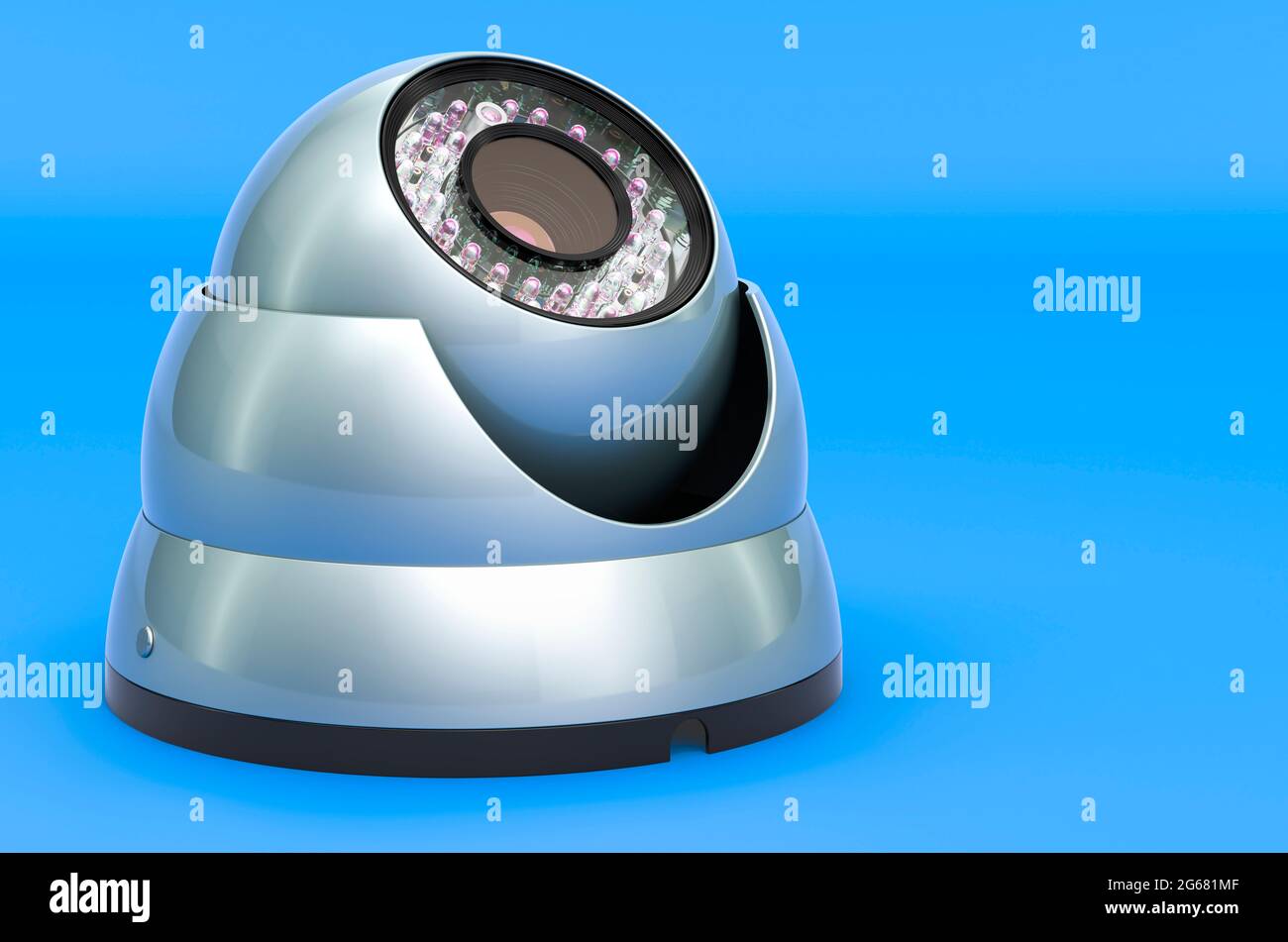 Dome security camera on blue background, 3D rendering Stock Photo - Alamy