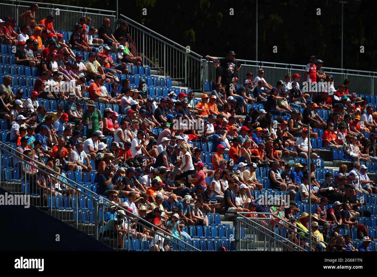 Spielberg, Osterreich. 03rd July, 2021. Public on the grandstand or ...