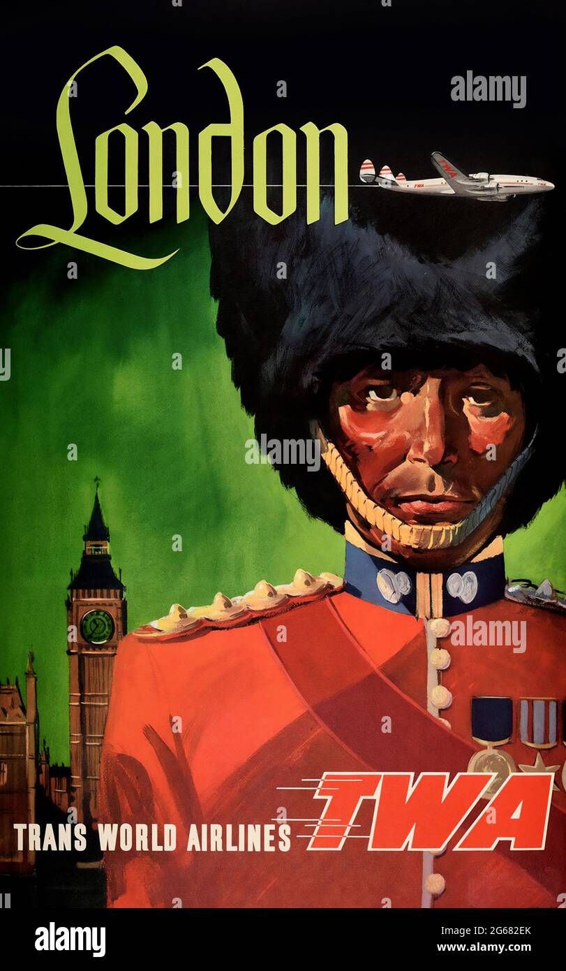 Vintage travel poster twa airlines hi-res stock photography and images ...