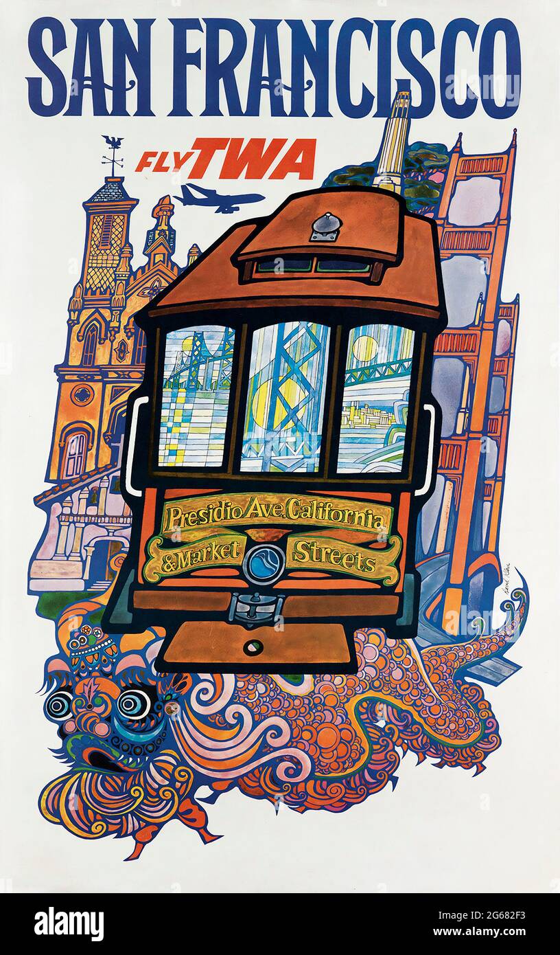 Fly TWA, San Francisco, Vintage Travel Poster, TWA – Trans World ...