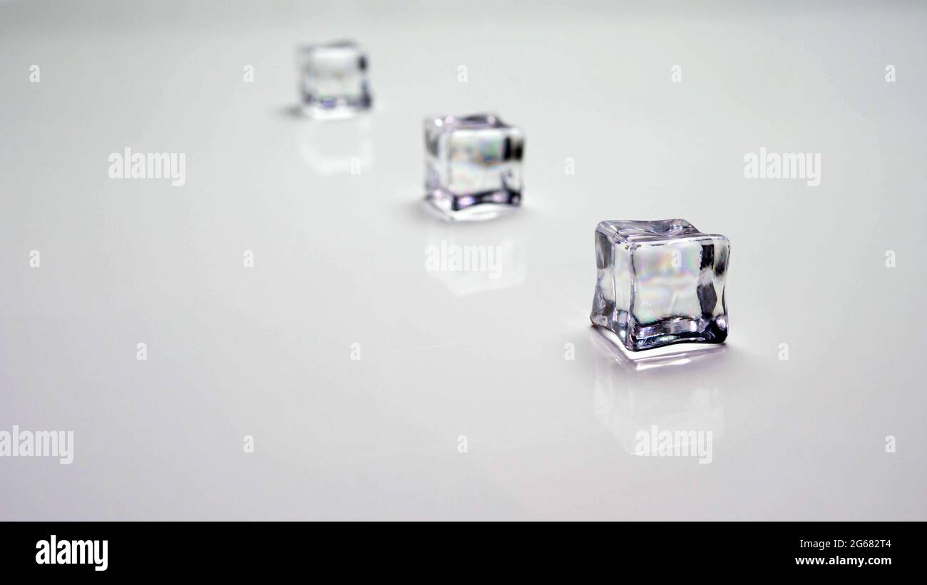 Cubes on a blue background, crystal cubes, dry ice. Cubic figures Stock ...