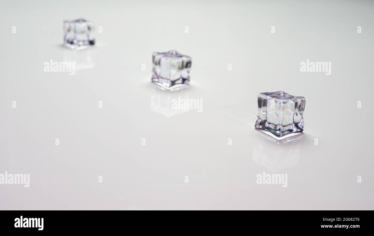 Cubes on a blue background, crystal cubes, dry ice. Cubic figures Stock ...