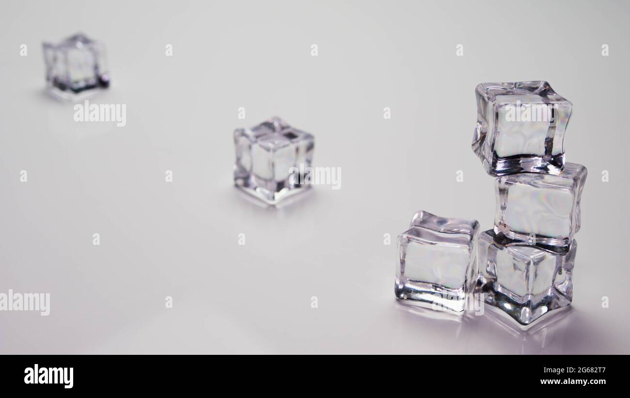 Cubes on a blue background, crystal cubes, dry ice. Cubic figures Stock ...
