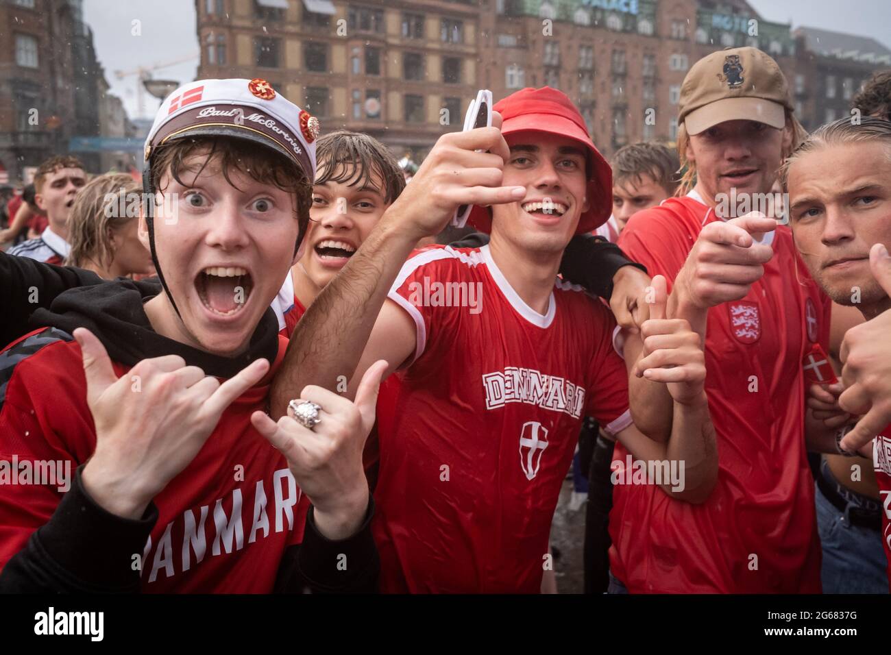 Copenhagen, Denmark. 03rd July, 2021. Danish football fans dressed in ...