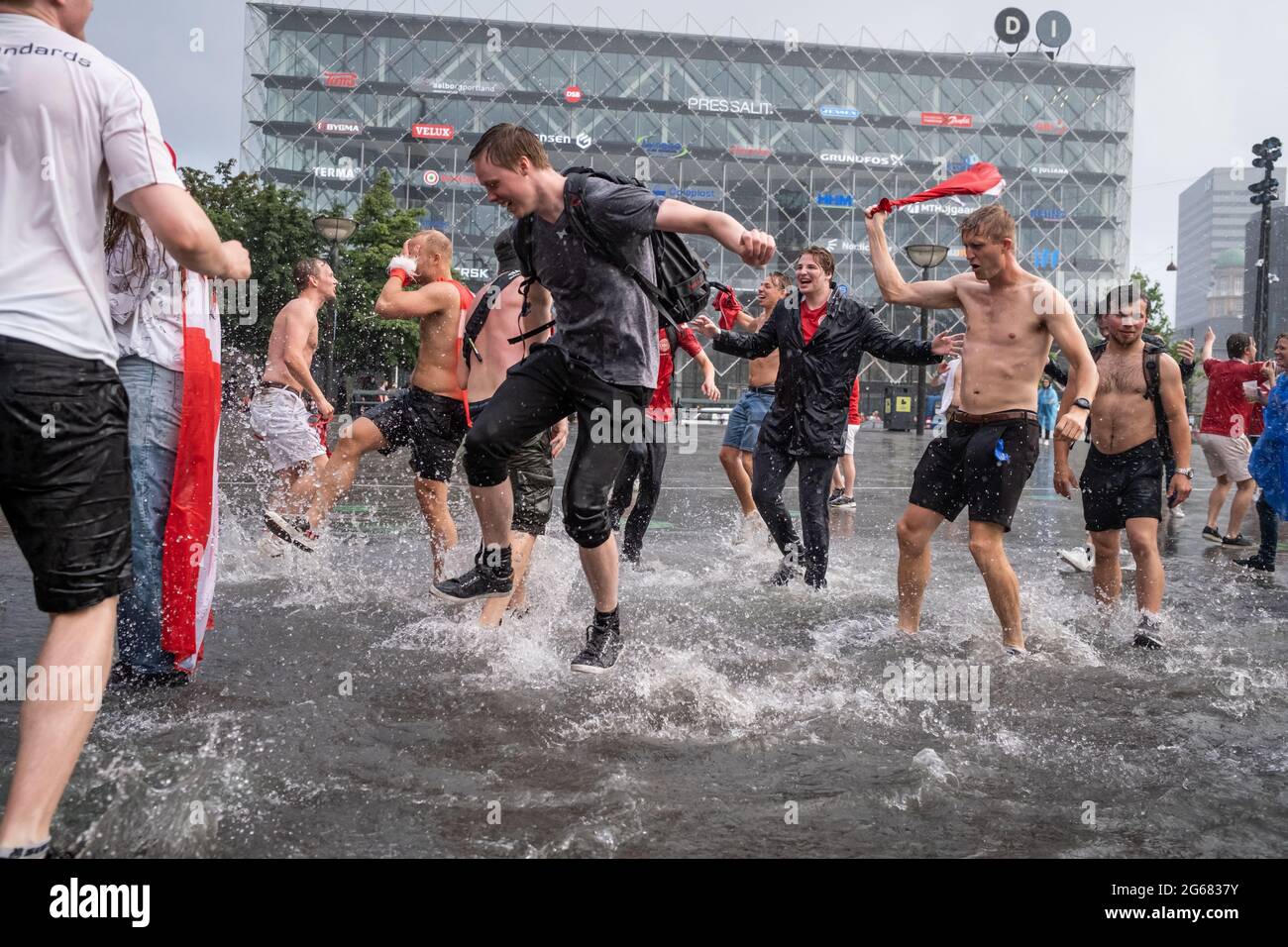Copenhagen, Denmark. 03rd July, 2021. Danish football fans dressed in ...