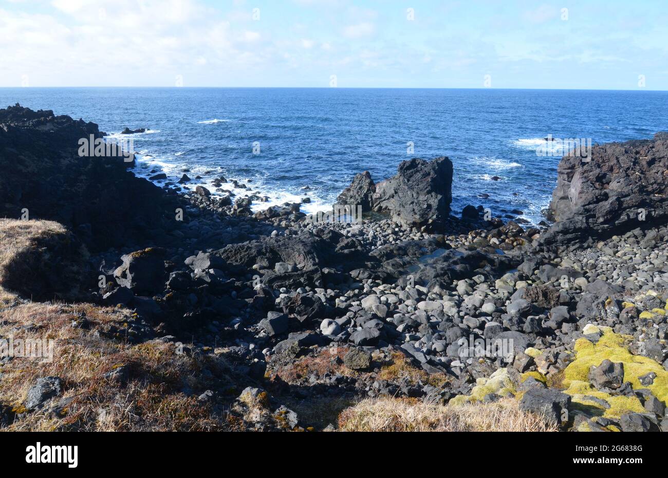 Black rock coastline along Snaefellsnes Peninsula in Iceland Stock ...