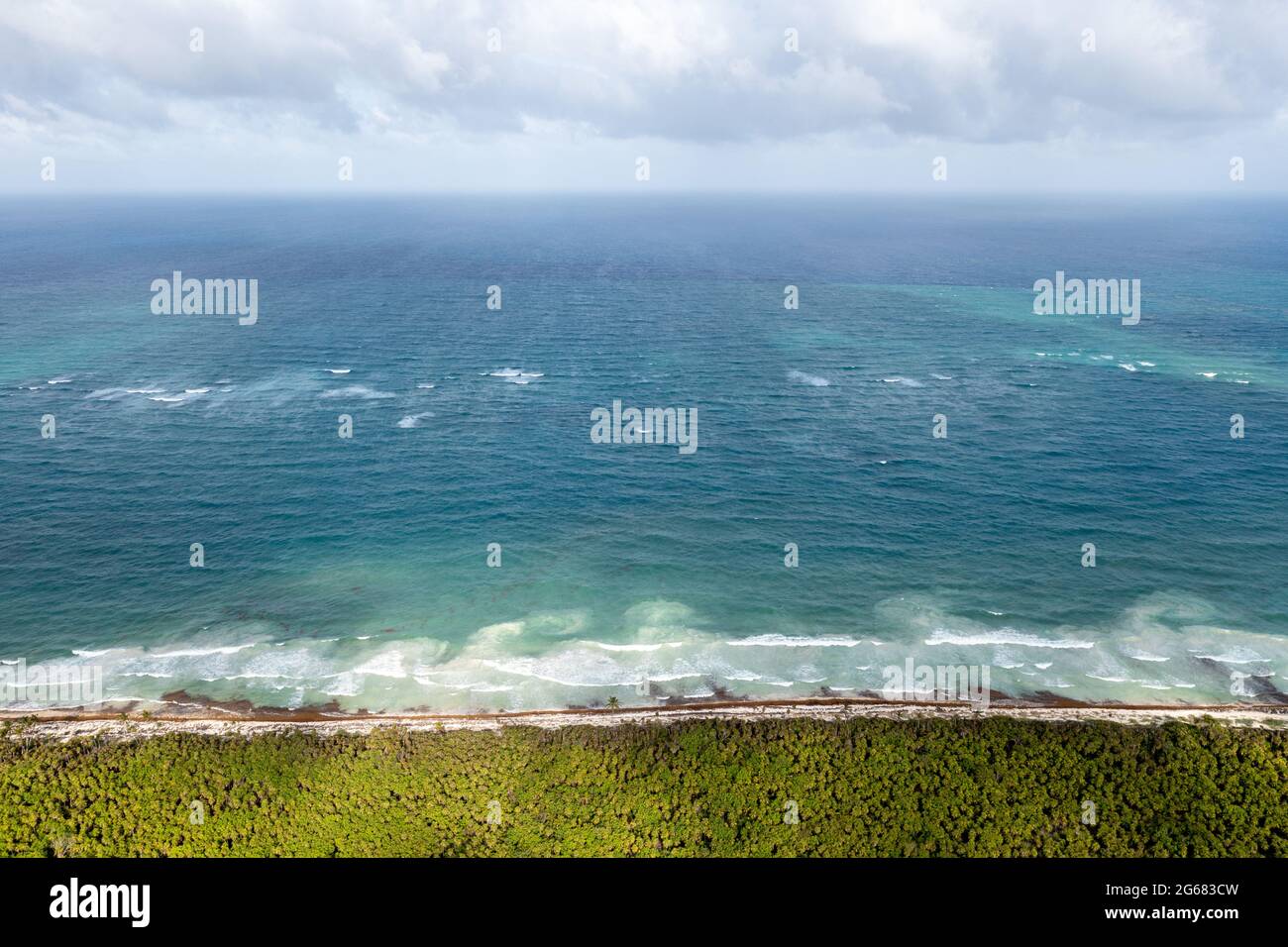 Scenic aerial landscape of the peninsula of Tulum in Quintana Roo ...