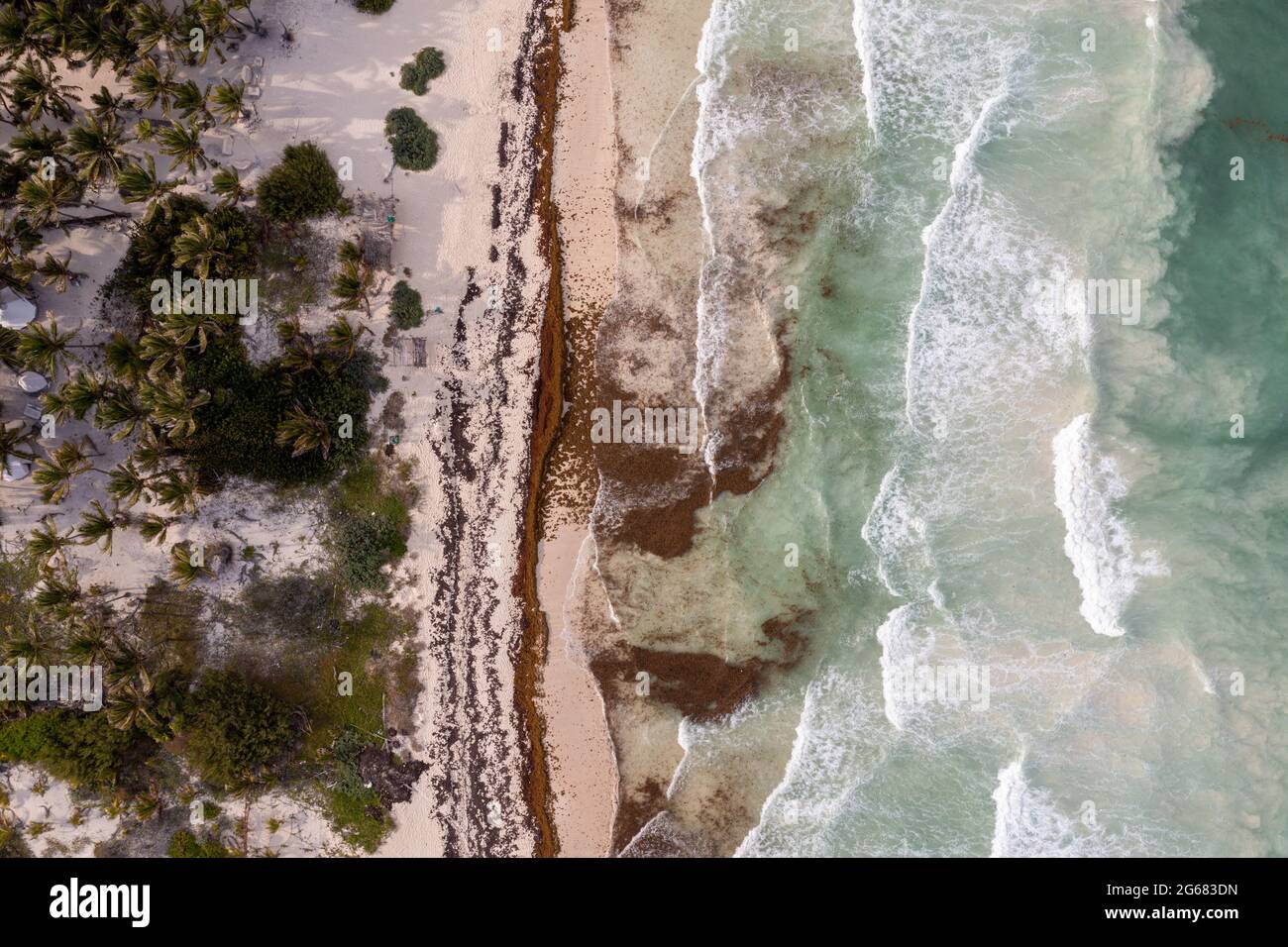 Scenic aerial landscape of the peninsula of Tulum in Quintana Roo ...