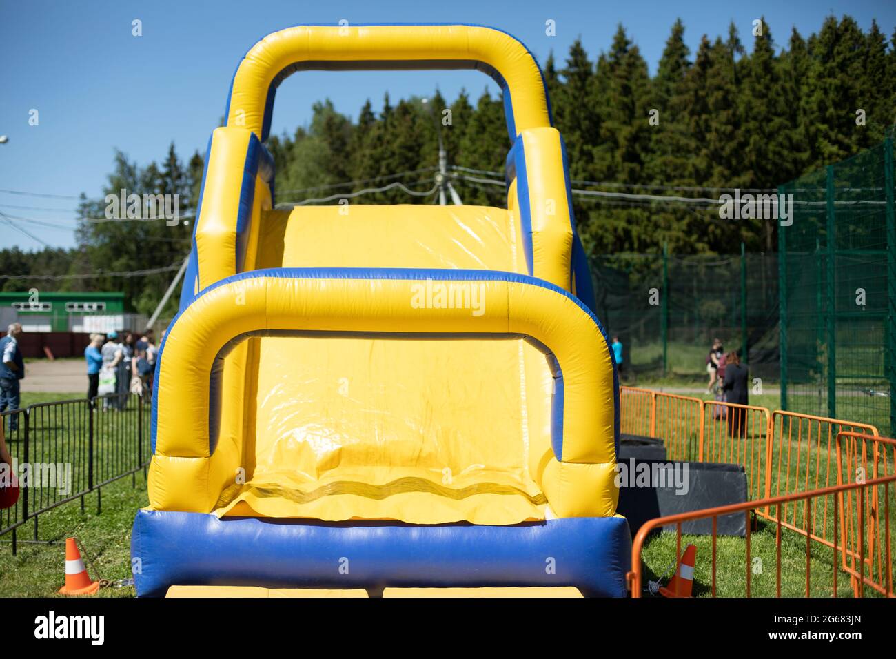 Inflatable playground. Obstacle course for entertainment. Playground ...