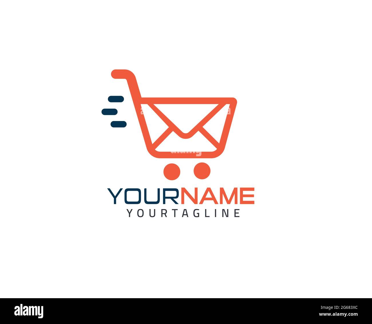 The contour of a shopping cart and mail in one line. Minimal style of ...