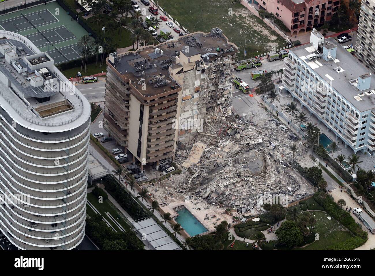 Part of the 12-story oceanfront Champlain Towers South Condo, with more ...