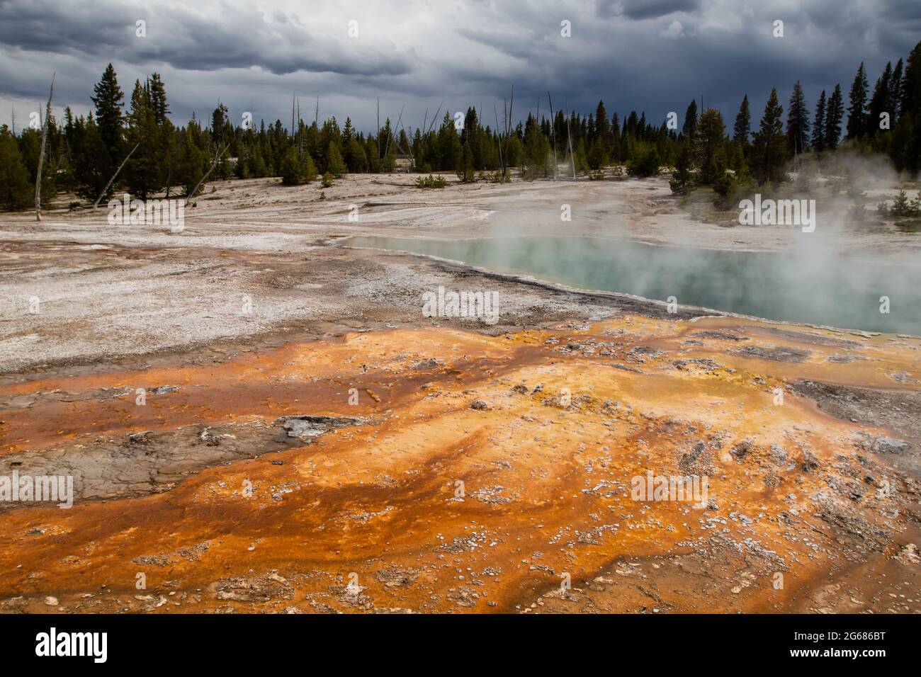 Black Pool in West Thumb Geyser Basin, Yellowstone, Wyoming, horizontal ...