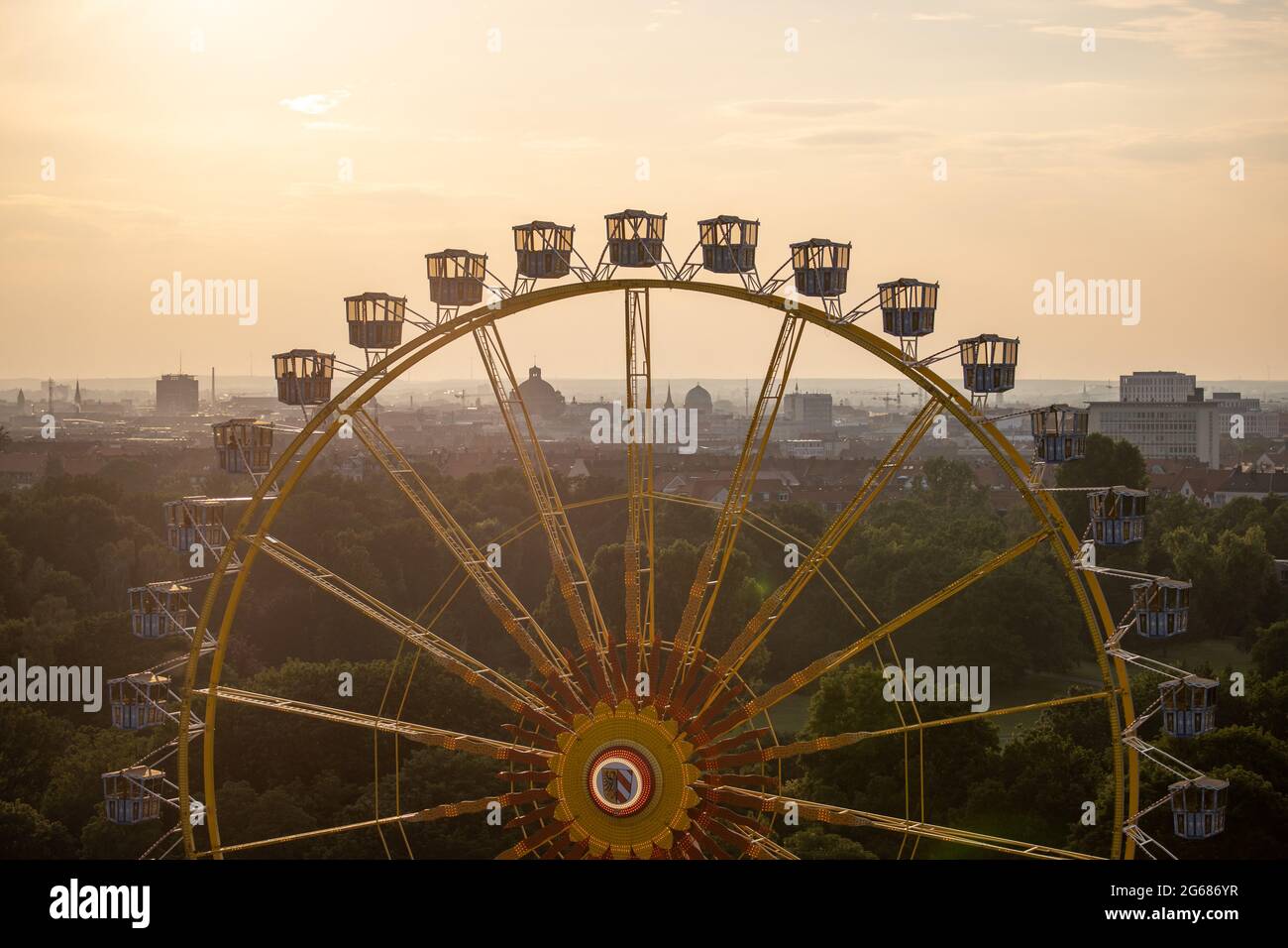 Nuremberg, Germany. 03rd July, 2021. The Ferris wheel of the temporary ...