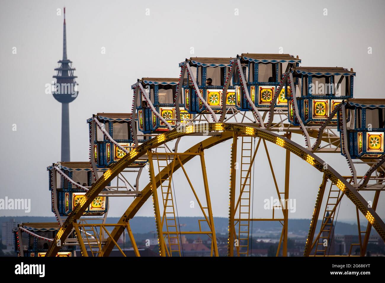 Nuremberg, Germany. 03rd July, 2021. The Ferris wheel of the temporary ...