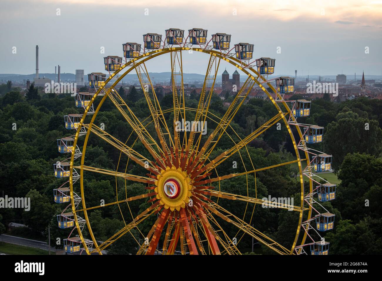 Nuremberg, Germany. 03rd July, 2021. The Ferris wheel of the temporary ...