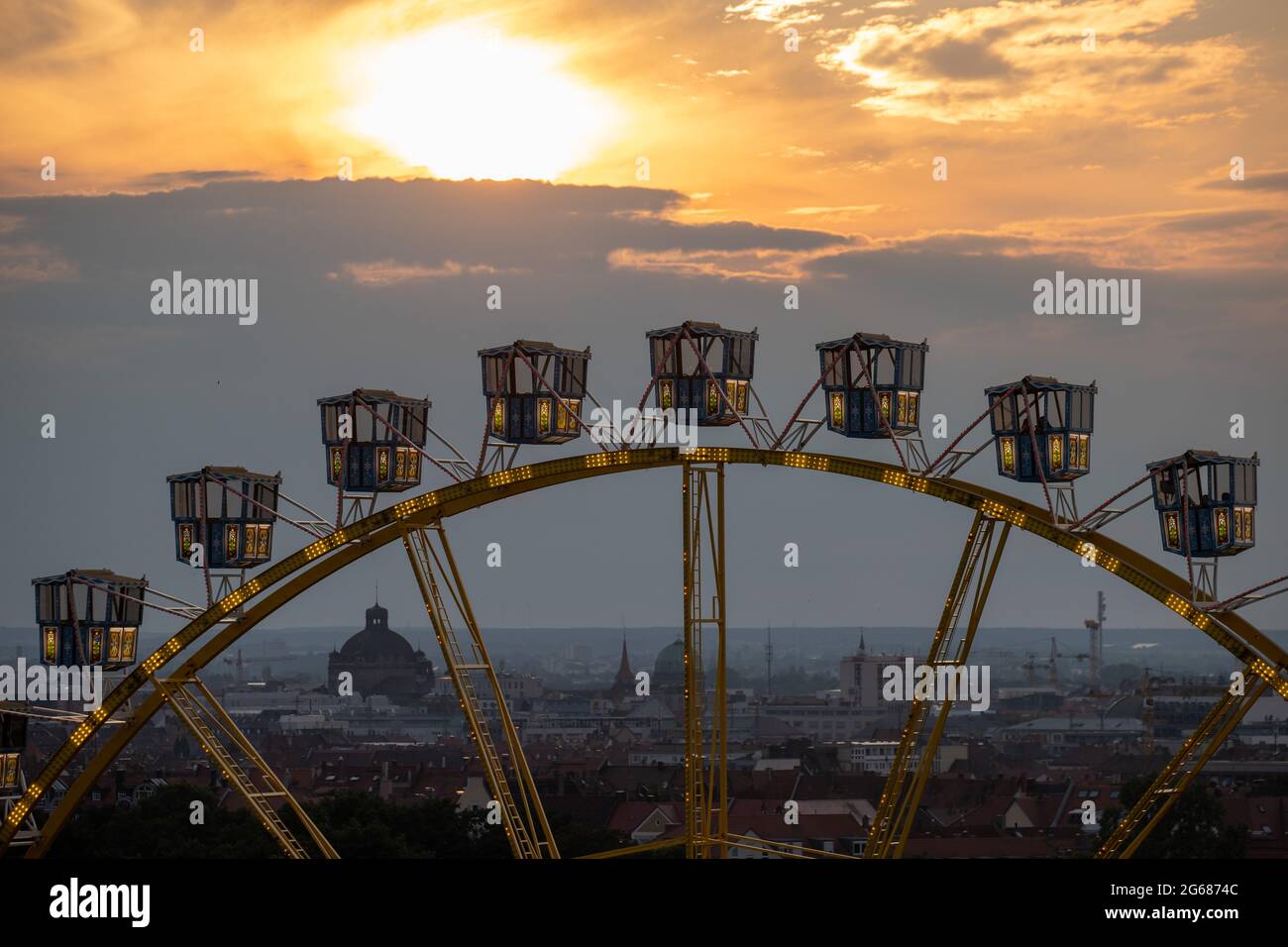 Nuremberg, Germany. 03rd July, 2021. The Ferris wheel of the temporary ...