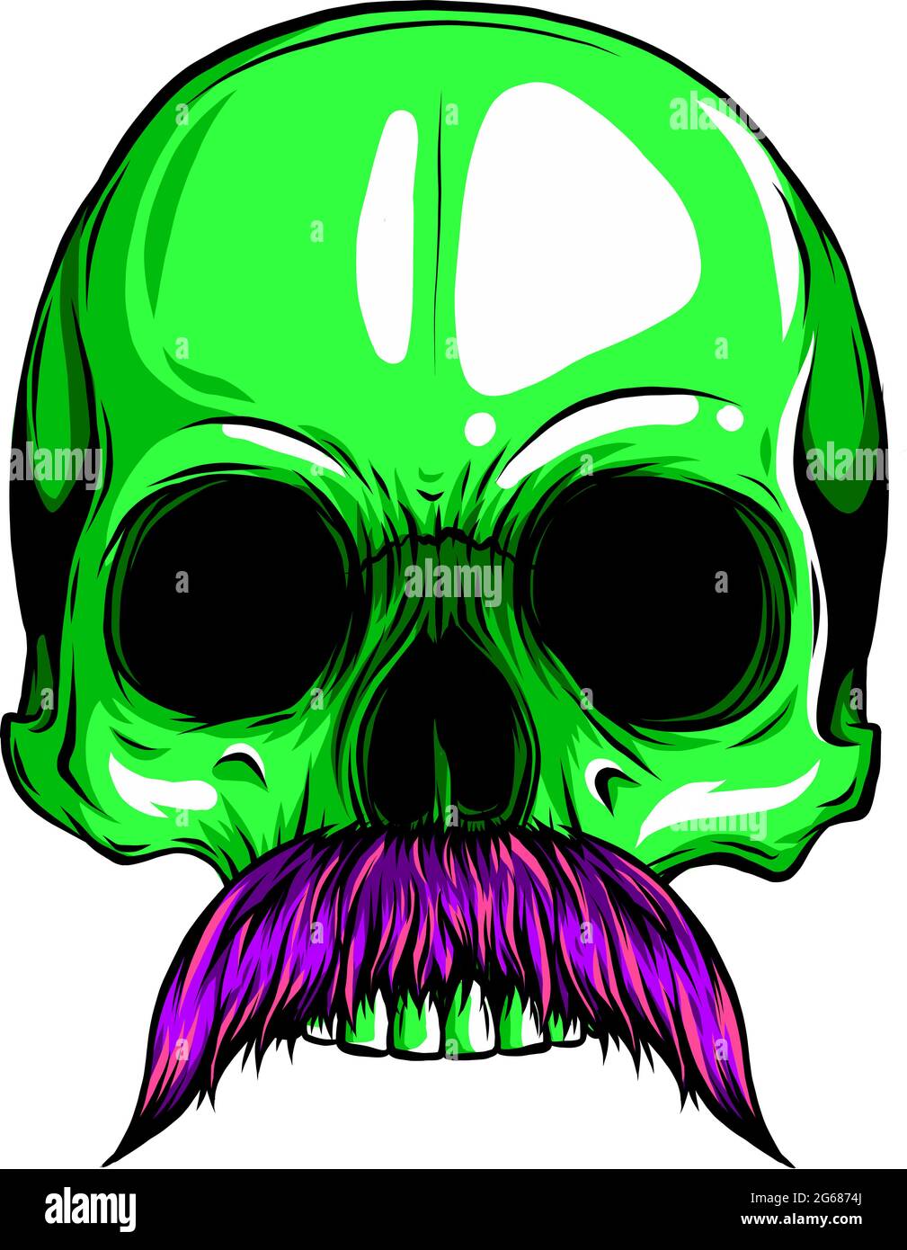 vector illustration of Human skull with moustache Stock Vector Image ...