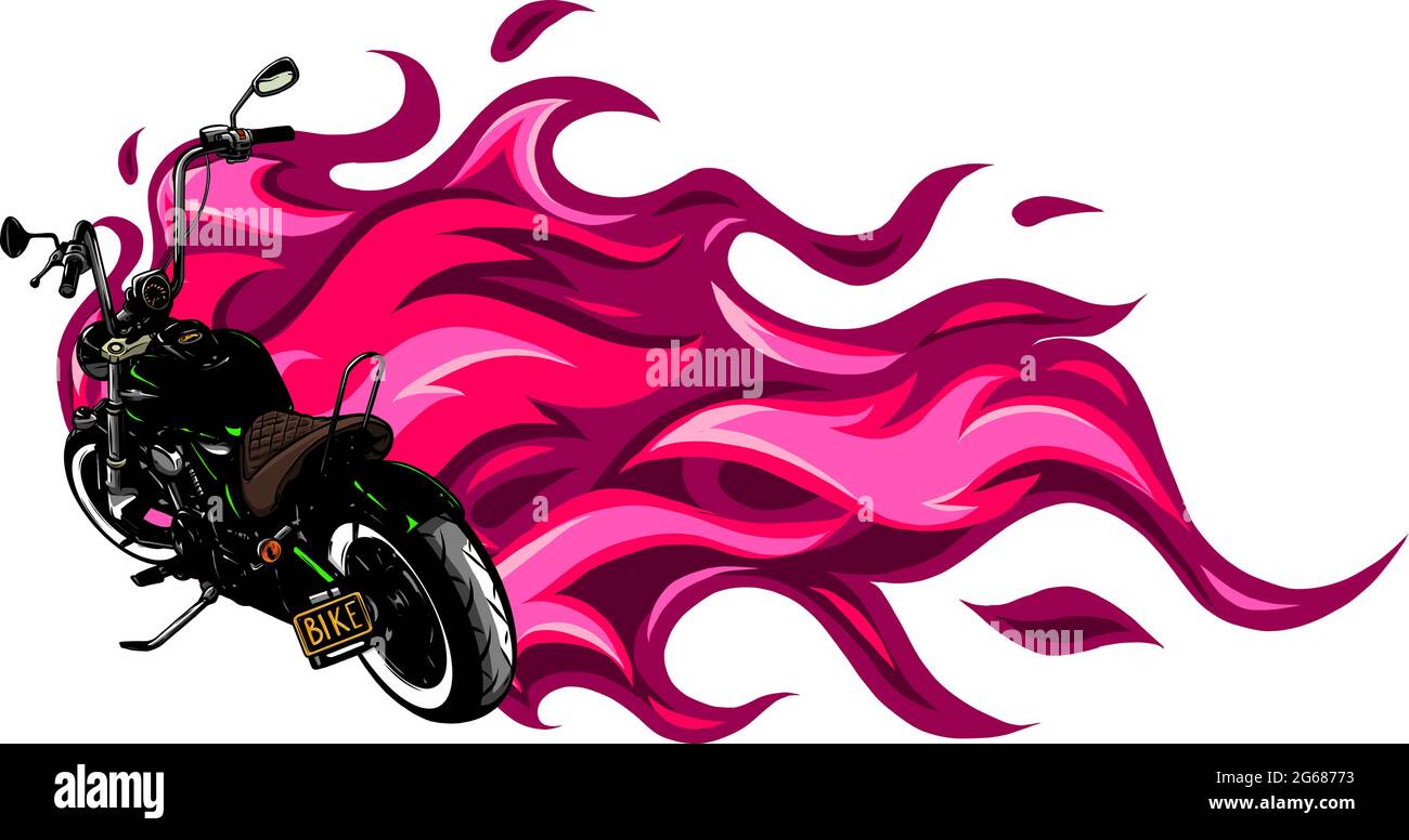 custom motorcycle with flames vector illustration design Stock Vector ...