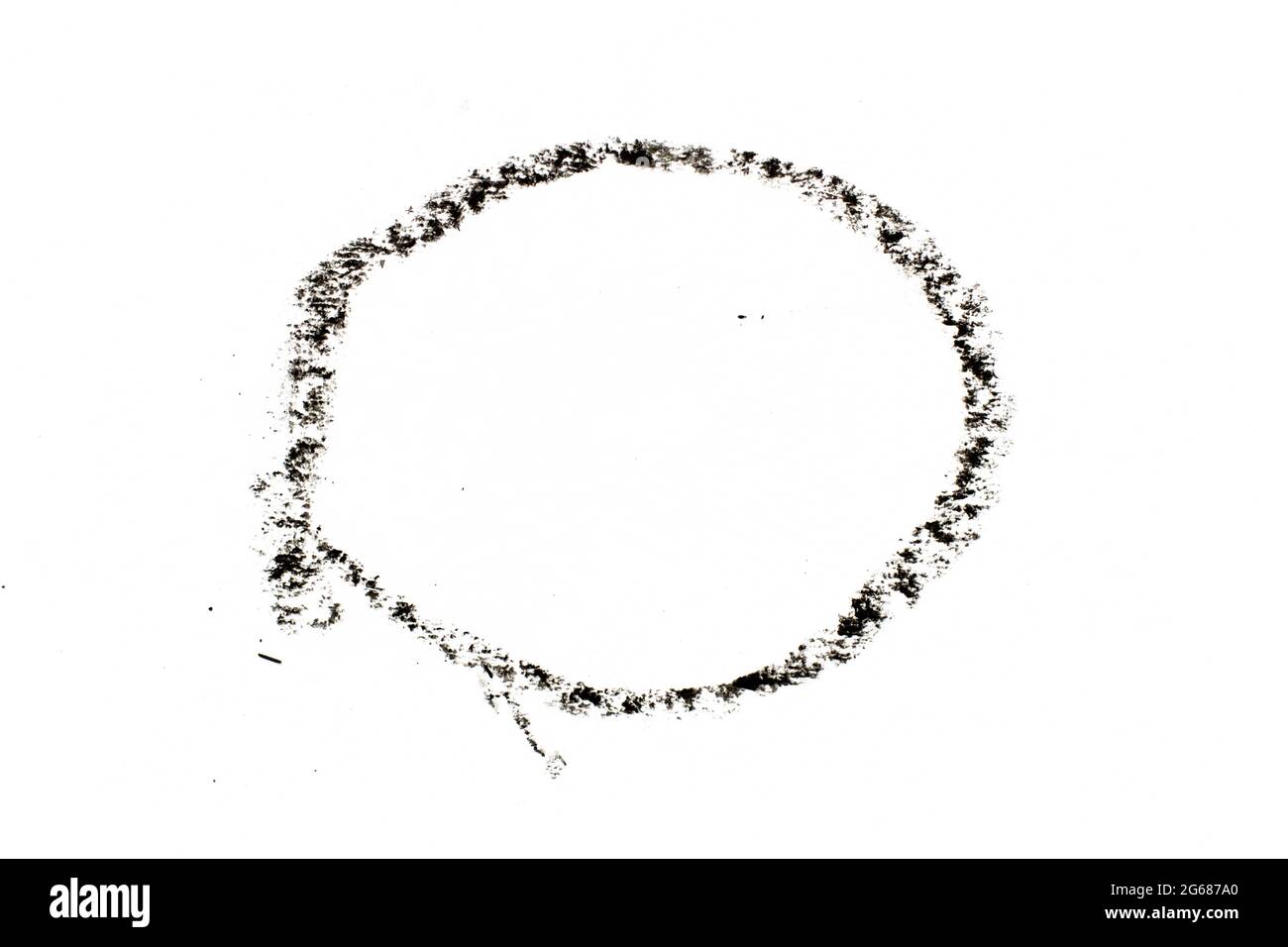 Black color oil pastel drawing in circle or round shape on white paper ...