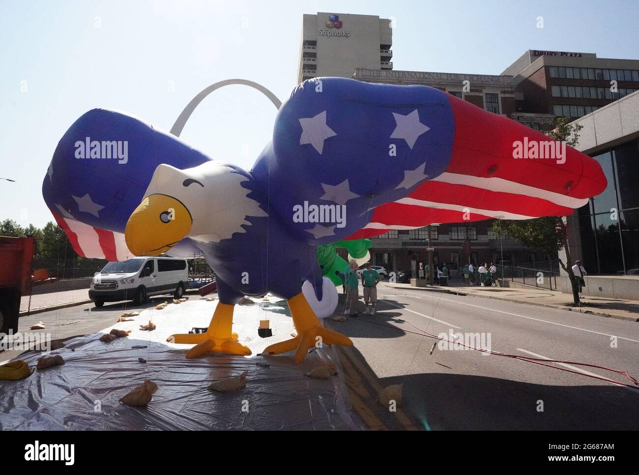 St. Louis, United States. 03rd July, 2021. A large eagle balloon is ...