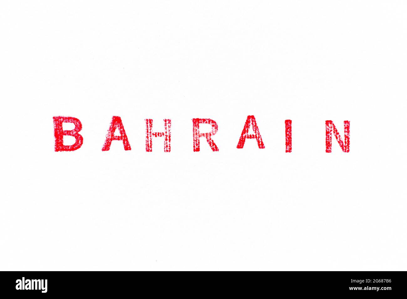 Red color rubber stamp in word bahrain on white paper background Stock ...