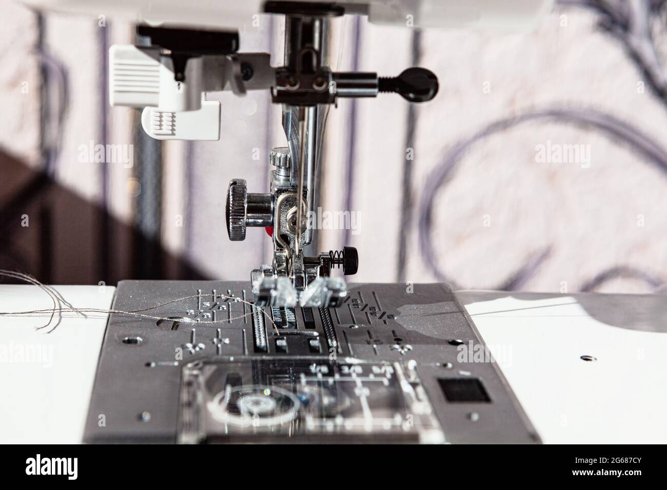 Sewing machine mechanism . Equipment of professional tailoring Stock ...