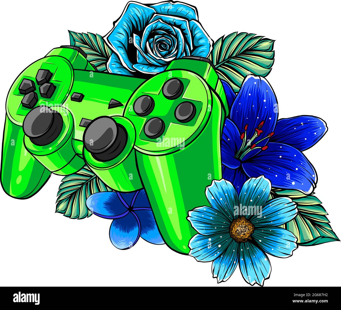 game pad with a flower for gaming vector Stock Vector Image & Art - Alamy