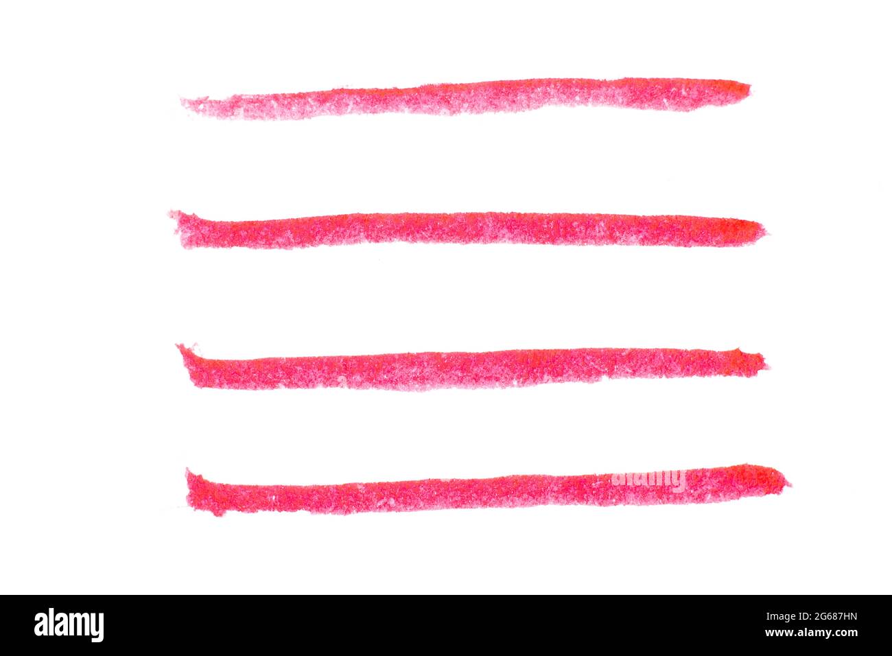 Red color watercolor handdrawing as square line brush on white paper ...