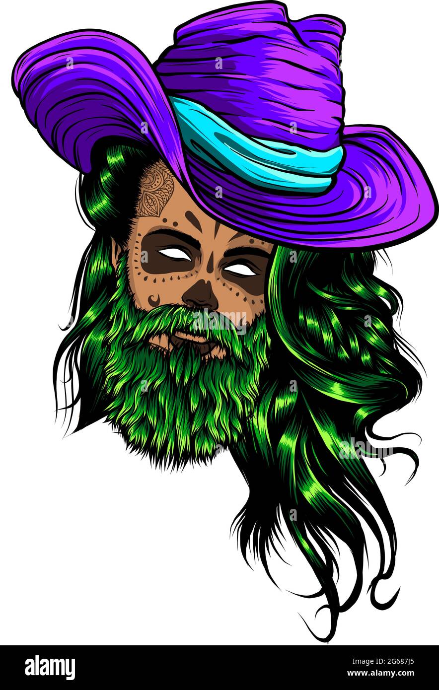 Bearded cowboy in a hat. Cool American man Stock Vector Image & Art - Alamy