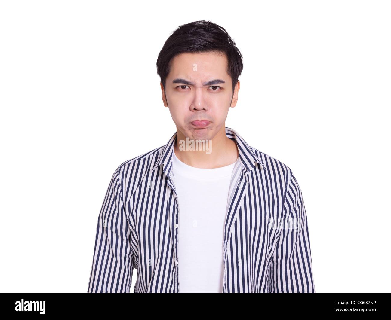 The young handsome man disgusting and angry expression Isolated on ...