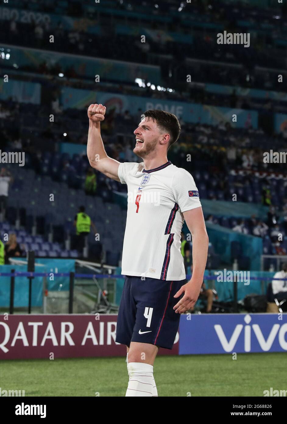 Rome. 3rd July, 2021. Declan Rice of England celebrates during the UEFA ...