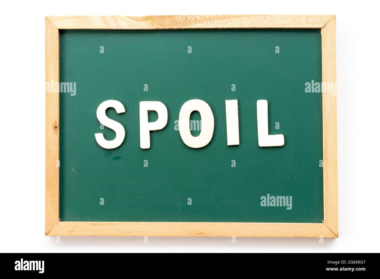 Alphabet letter in word spoil in blackboard on white background Stock ...