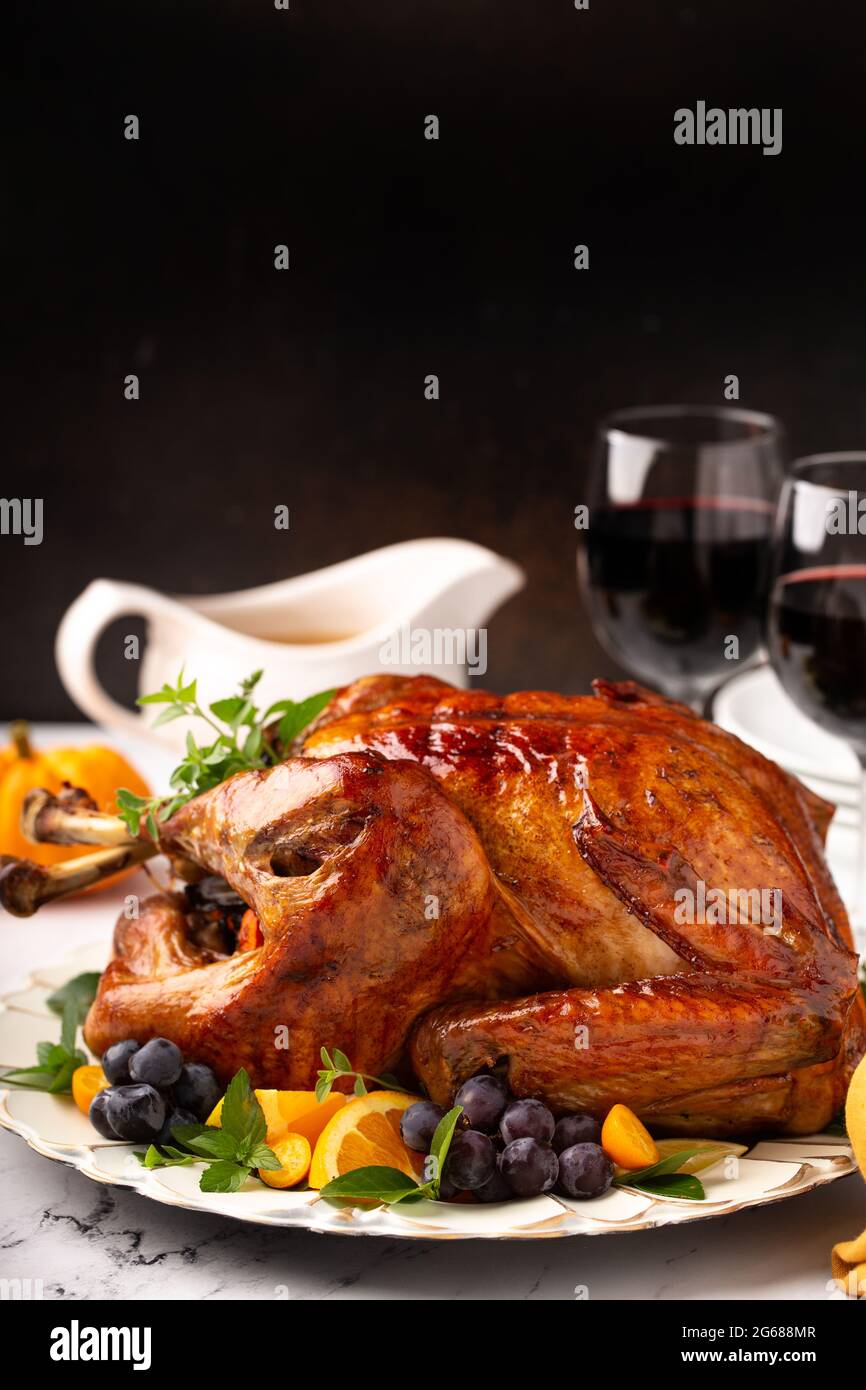 Whole roasted turkey for a celebration dinner Stock Photo - Alamy