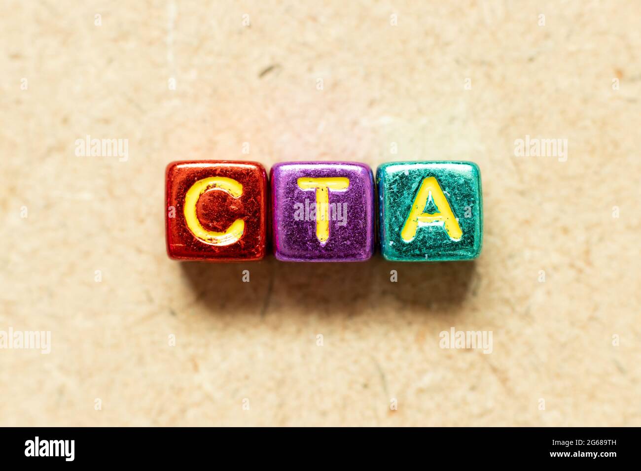 Metallic color alphabet letter block in word CTA (Abbreviation of Call ...