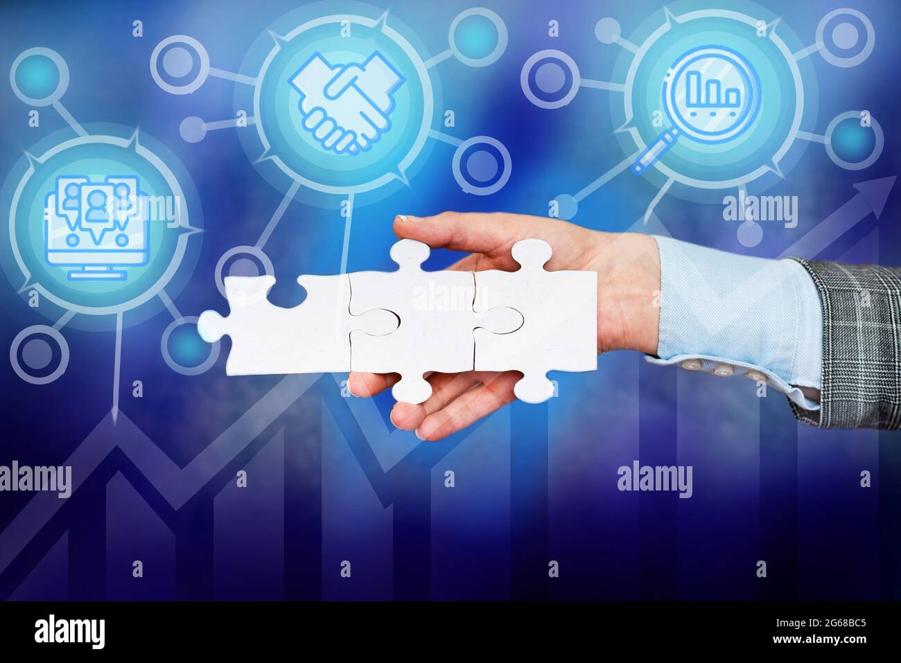 Hand Holding Jigsaw Puzzle Piece Unlocking New Futuristic Technologies ...