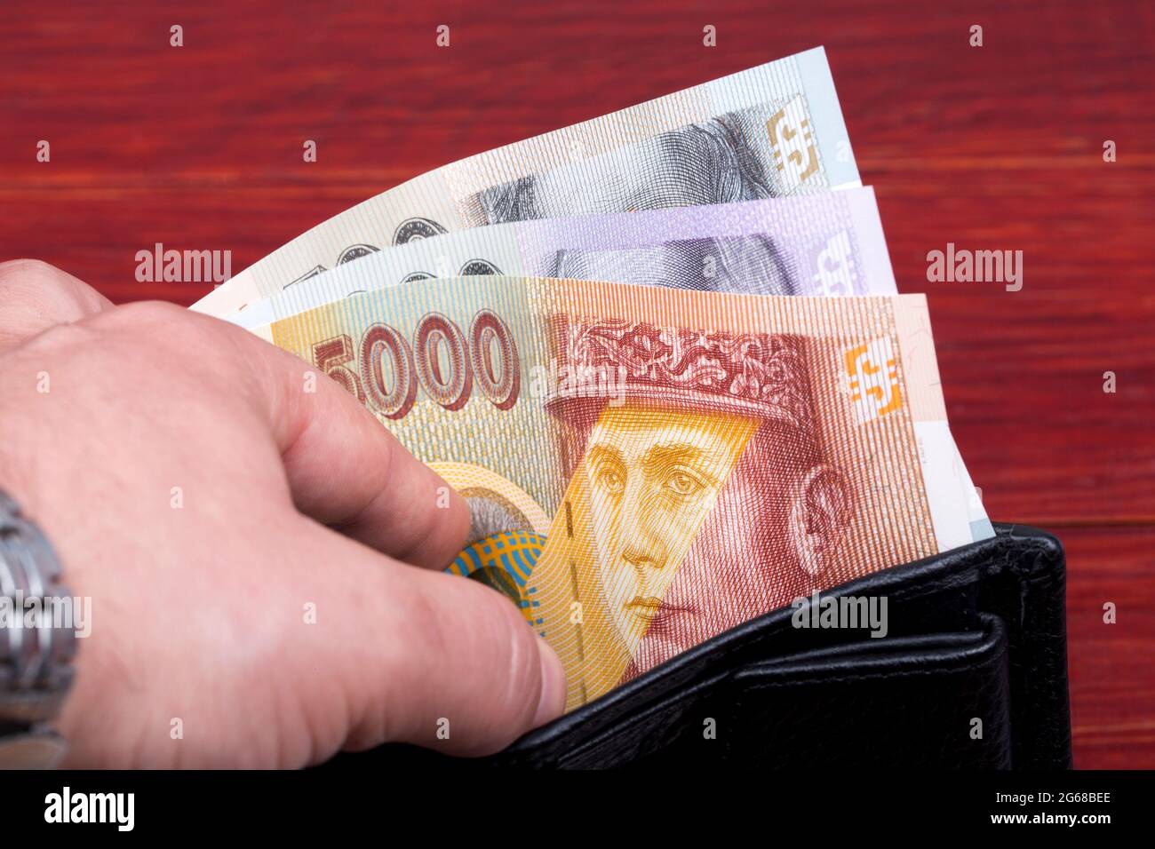 Slovak money - koruna in the black wallet Stock Photo - Alamy