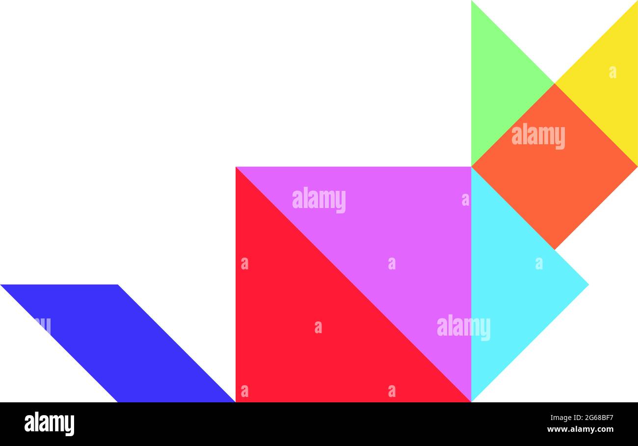 Color tangram puzzle in cat shape on white background Stock Vector ...