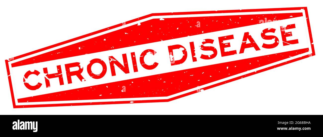 Grunge red chronic disease word hexagon rubber seal stamp on white ...
