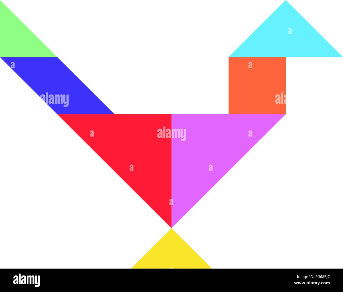 Color tangram puzzle in bird shape on white background Stock Vector ...