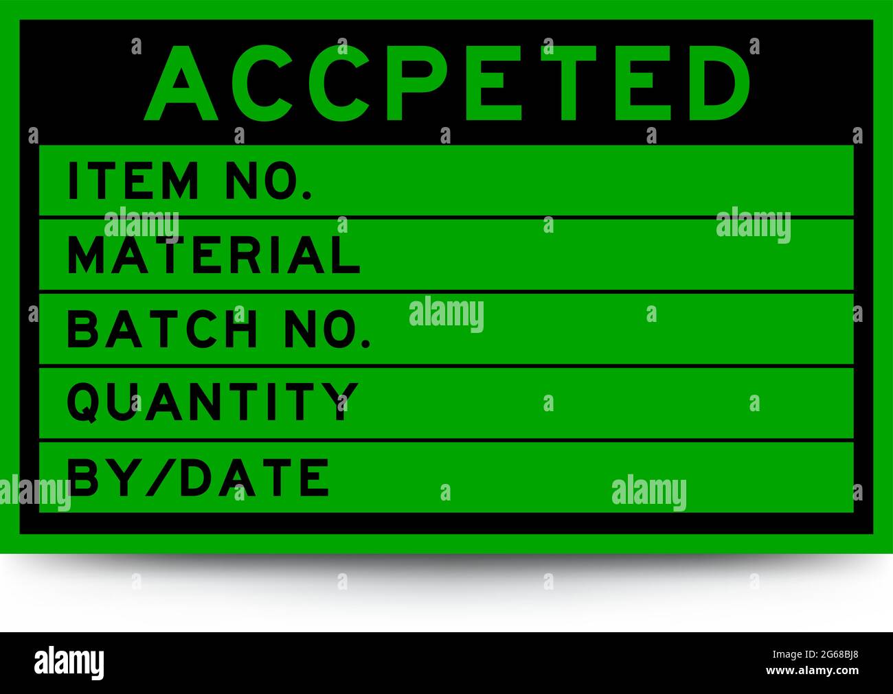 Square green color label banner with headline in word accepted and ...