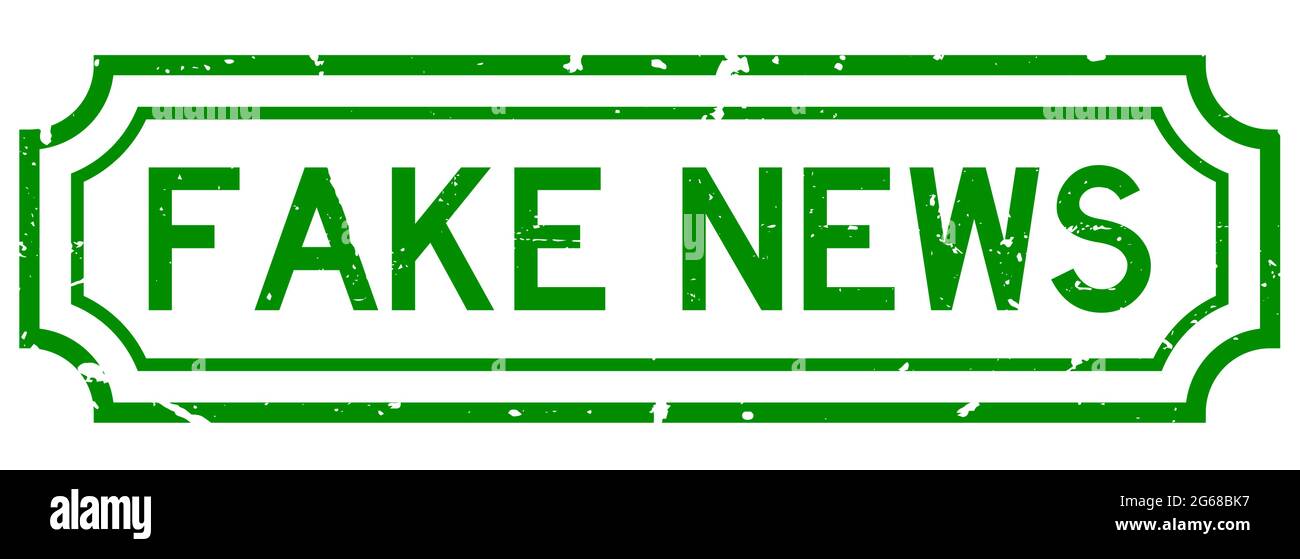 Grunge green fake news word rubber business seal stamp on white ...