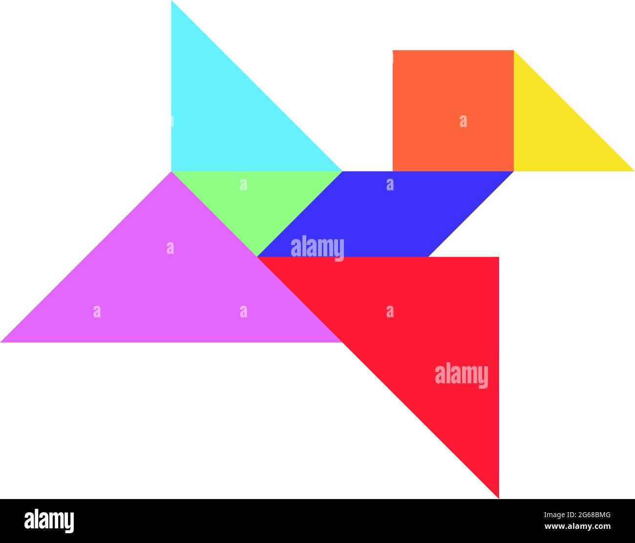 Color tangram puzzle in flying bird shape on white background Stock ...