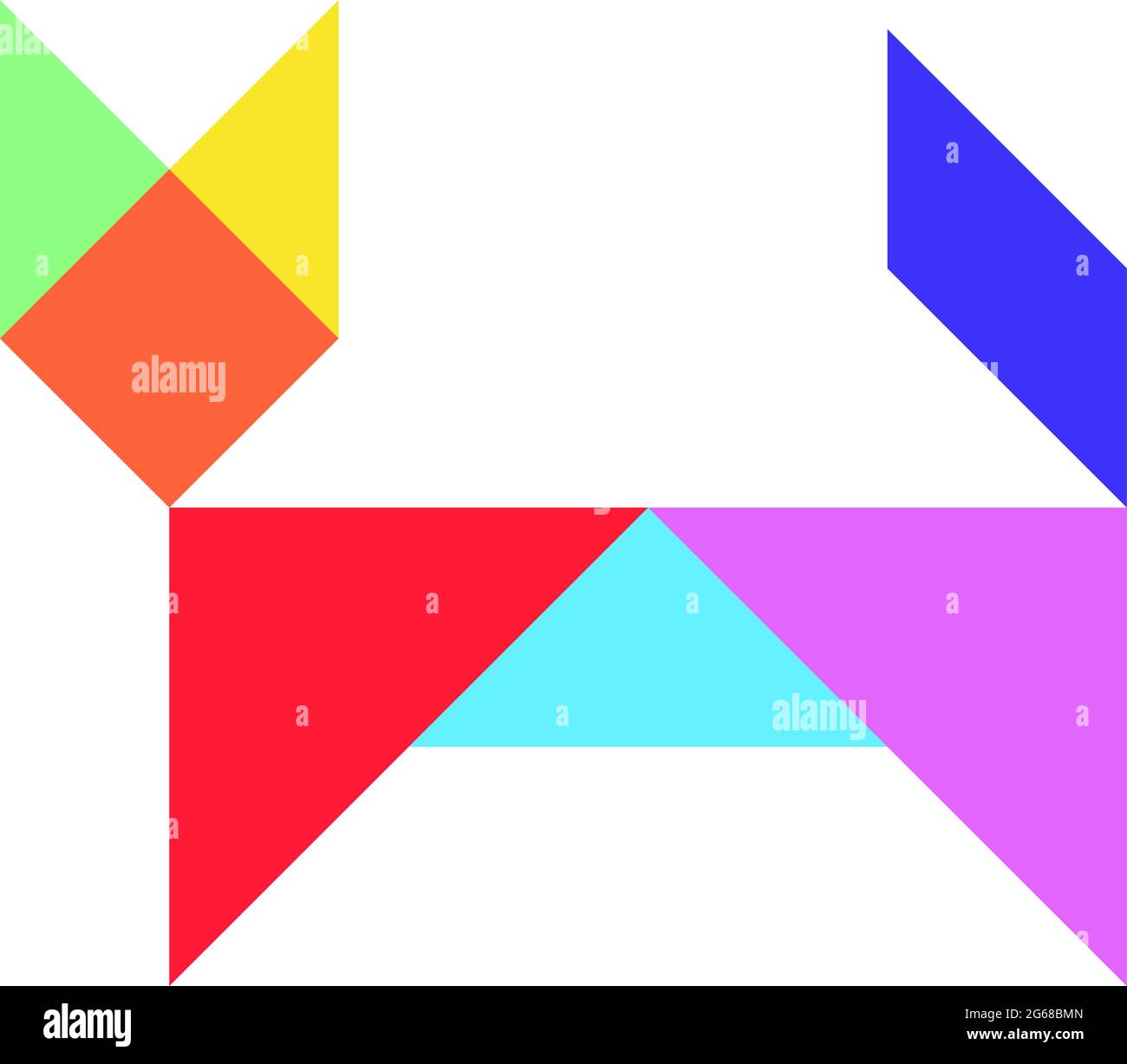 Color tangram puzzle in cat shape on white background Stock Vector ...