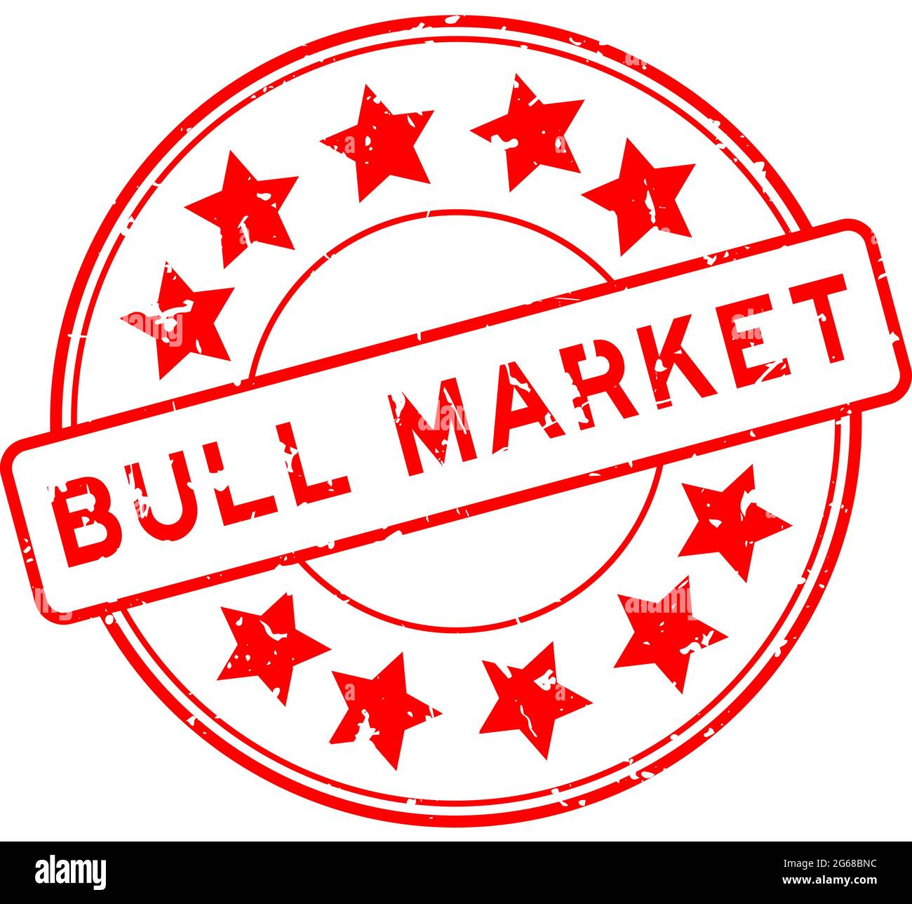 Grunge red bull market word with star icon round rubber seal stamp on white background Stock ...