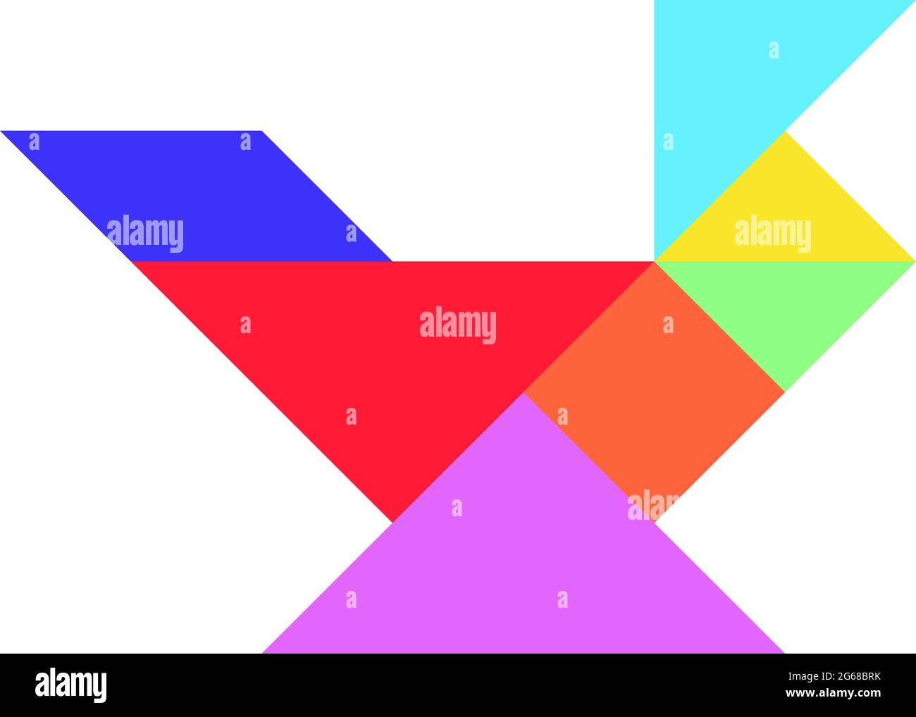 Color tangram puzzle in bird shape on white background Stock Vector ...