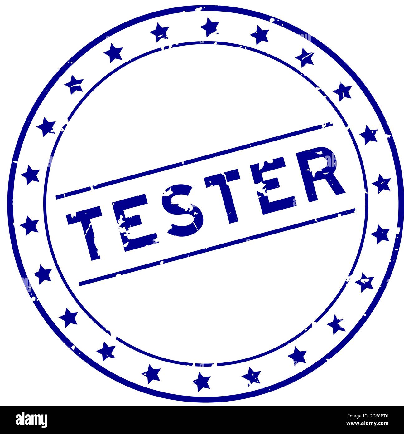 Grunge blue tester word round rubber seal stamp on white background ...