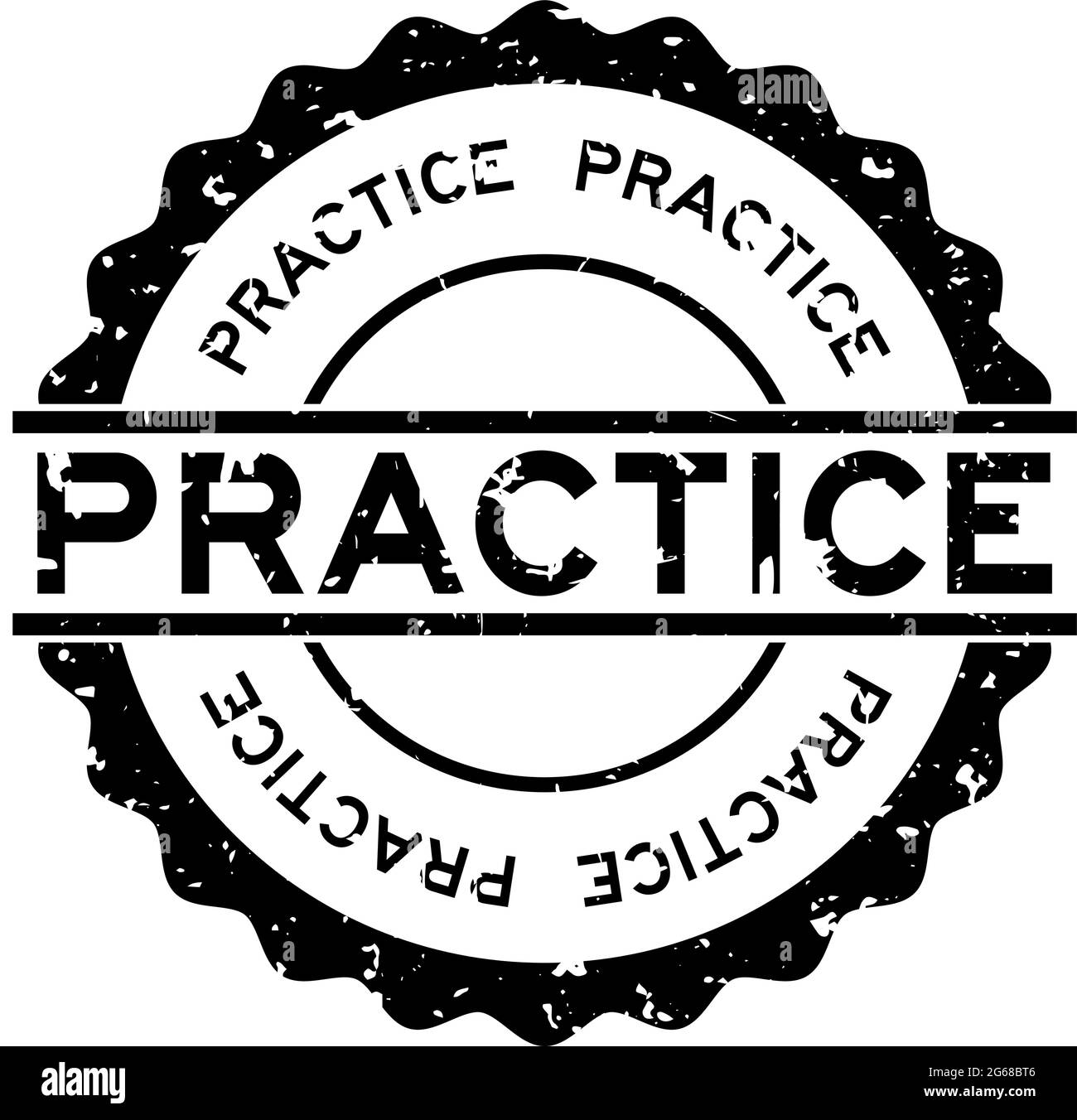 Grunge black practice word round rubber seal stamp on white background ...