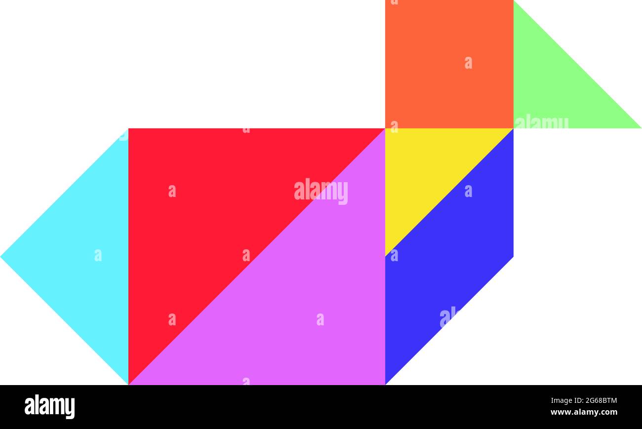 Color tangram puzzle in bird (duck, goose, swan) shape on white ...