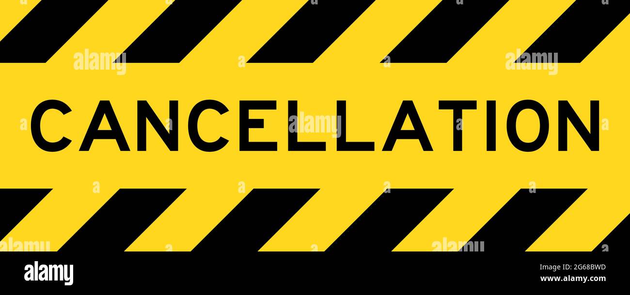 Yellow and black color with line striped label banner with word ...